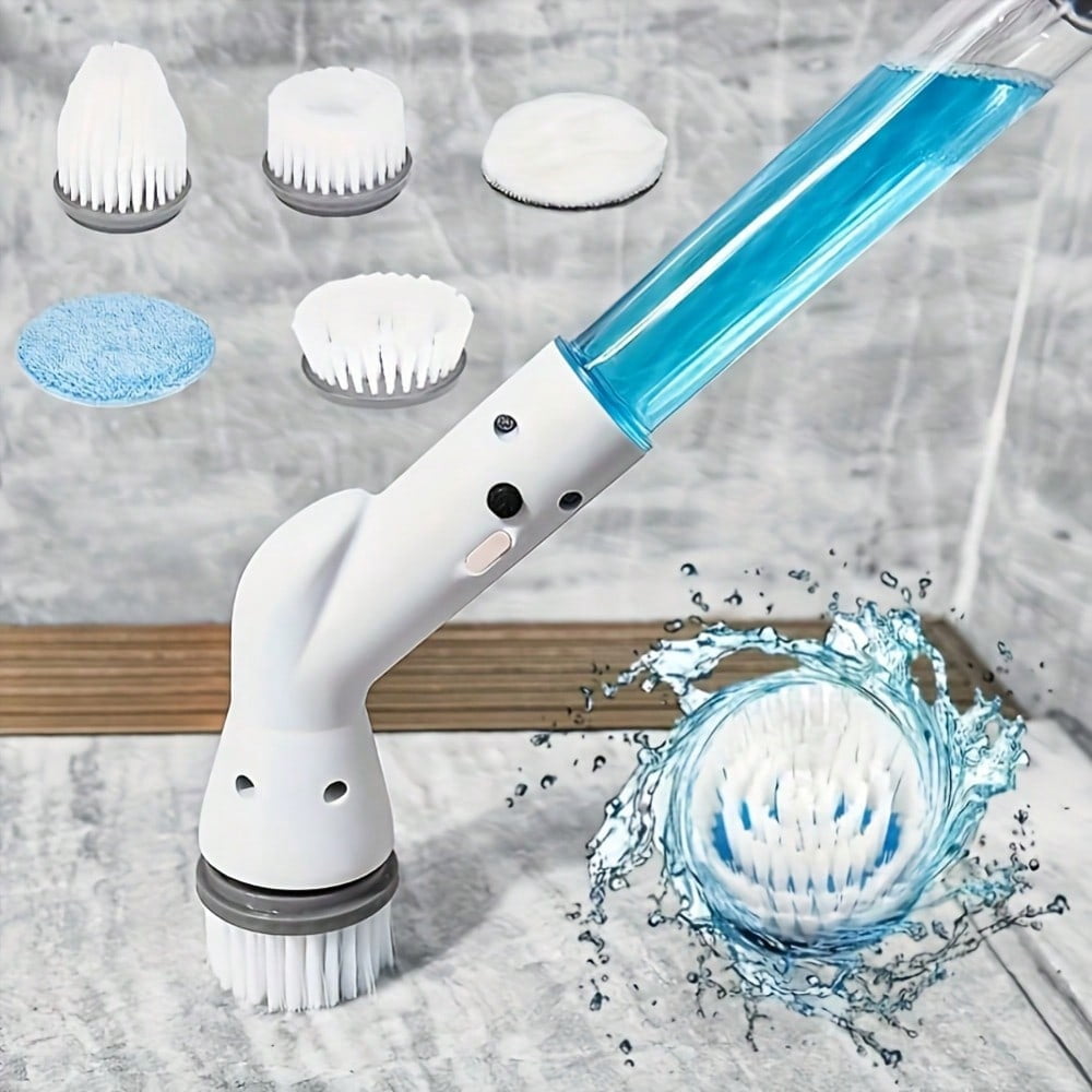 5-Brush Cordless Electric Spin Scrubber - USB Rechargeable ...