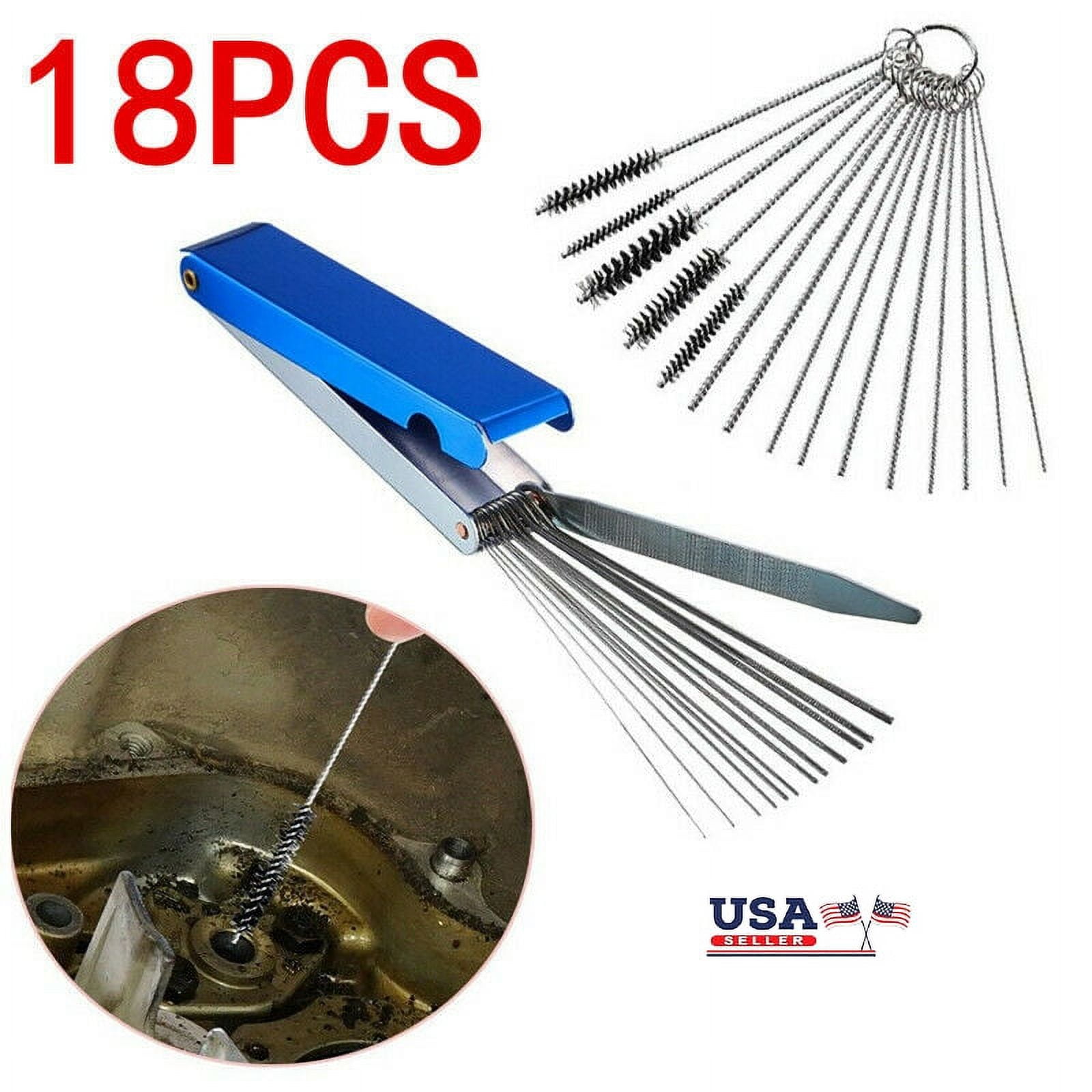 5 Brushes 13 Cleaning Needles Carburetor Carbon Dirt Jet Remove Tool ...