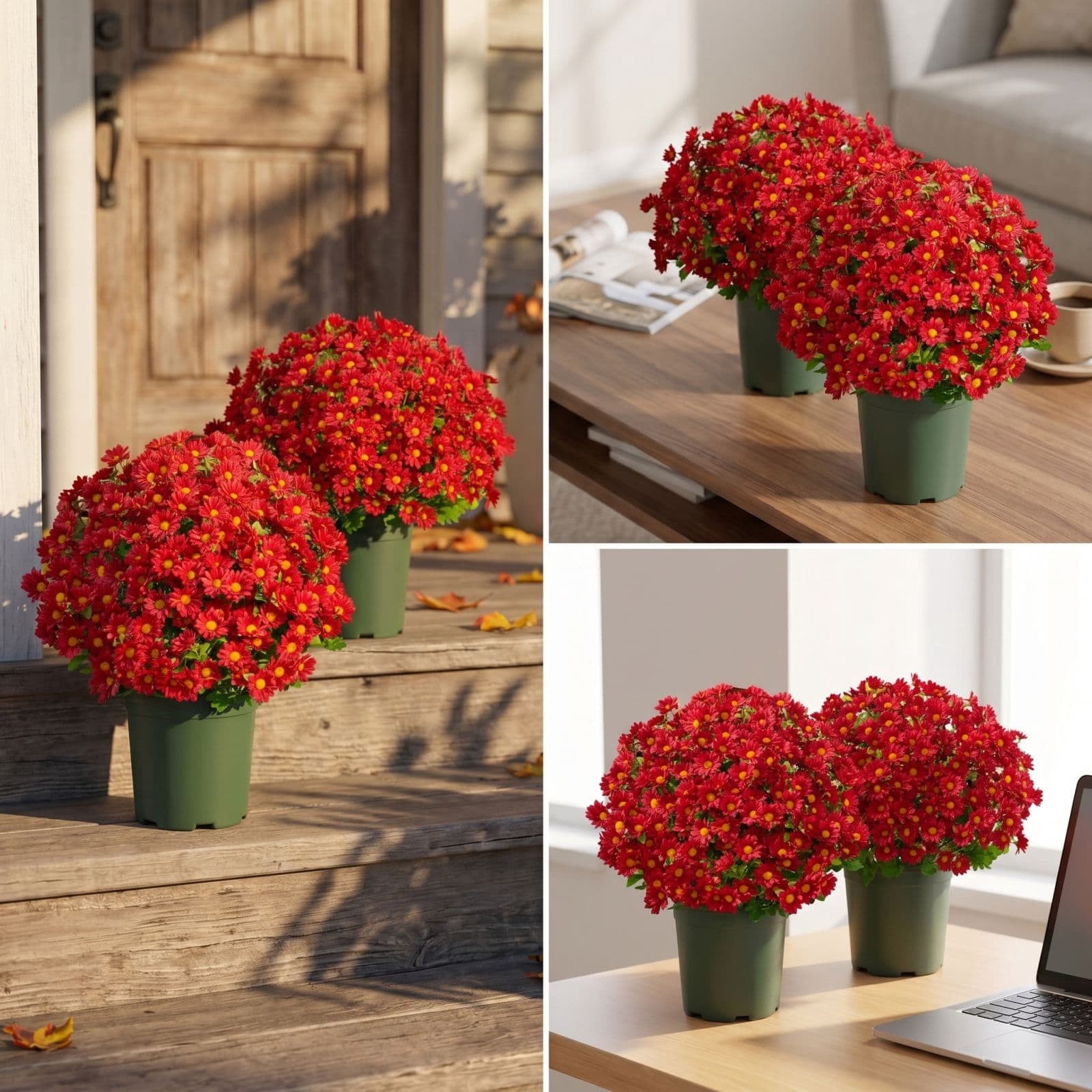 5 Bunches Artificial Chrysanthemums, 21 Heads Silk Fake Flowers for ...