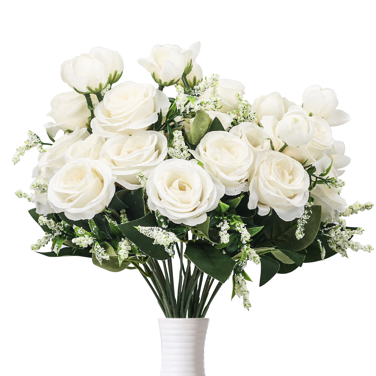 5 Bunches Roses Artificial Flowers, Fake Roses Silk Hydrangea Flower ...