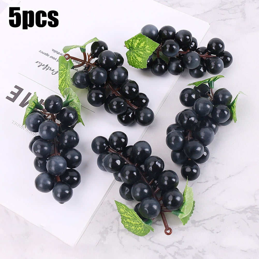 5 Bunches of Black Simulation Grapes, Artificial Fake Grape Fruit ...