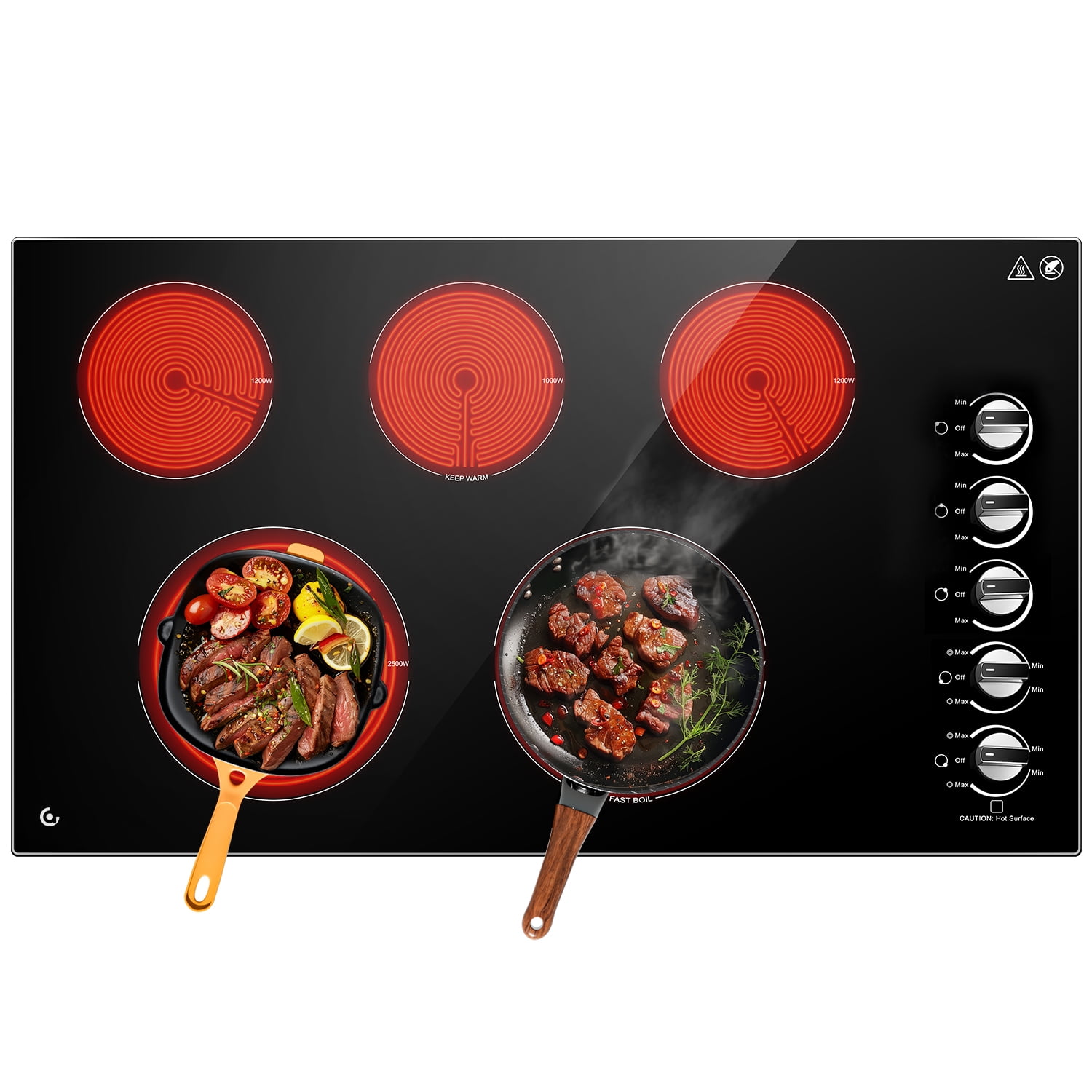 5 Burner Electric Stove, Sunmaki 36 inch Built-in Electric Cooktop ...