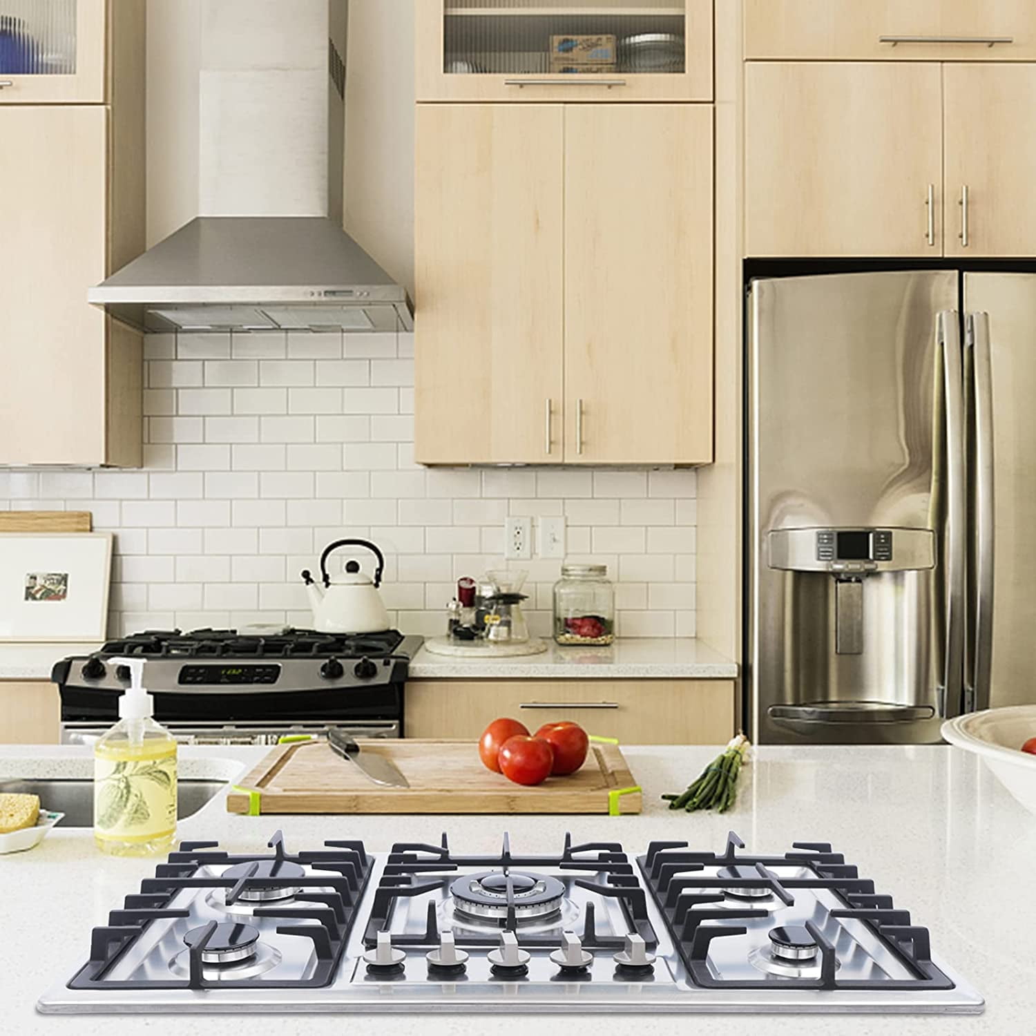 Miumaeov 5 Burner 34 Inch Stainless Steel Built-in Gas Cooktop, Easy to ...