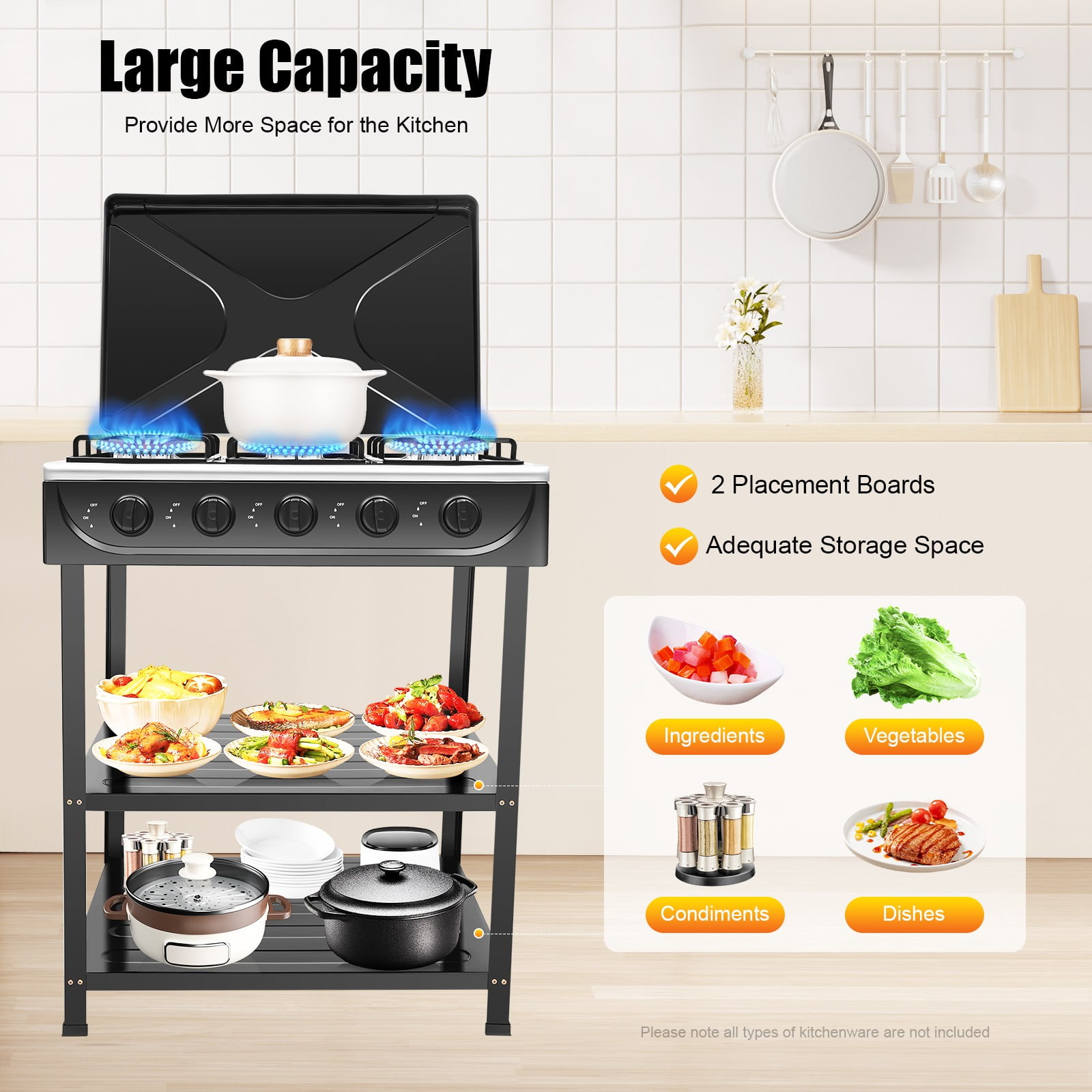 5 Burner Natural Gas Stove, Portable Outdoor Stove with Removable ...