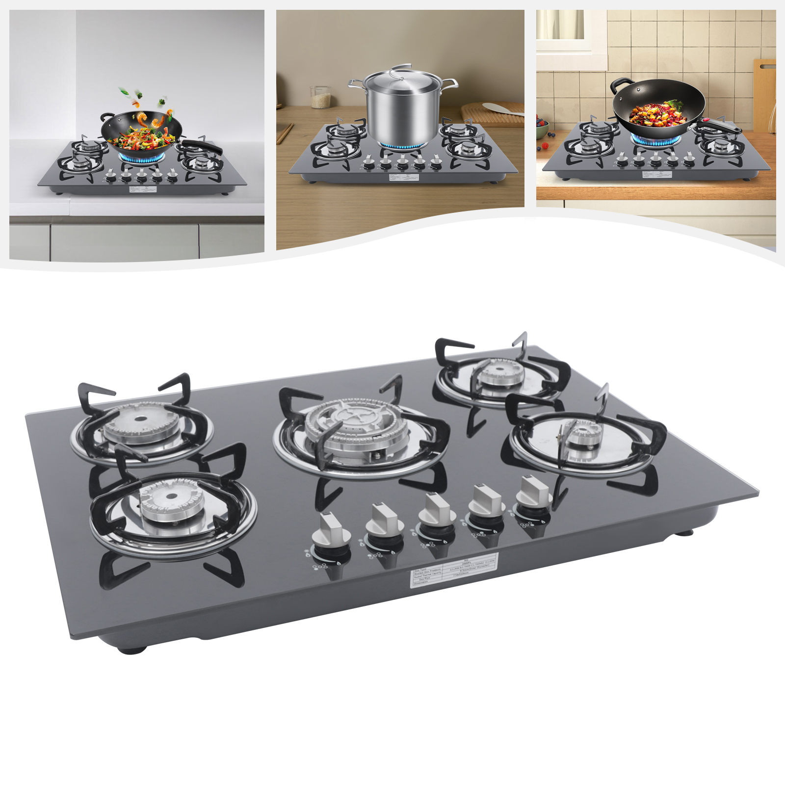 5 Burners Built-In Stove Top Gas Cooktop Burner Kitchen Cooktop Gas ...