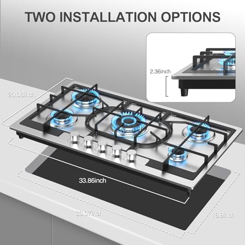 5 Burners Gas Cooktop Built-In Stainless Steel Gas Hob with ...