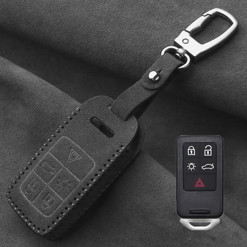 5 Buttons Suede Leather Car Key Fob Case Cover For Volvo XC60 XC70 V70 ...