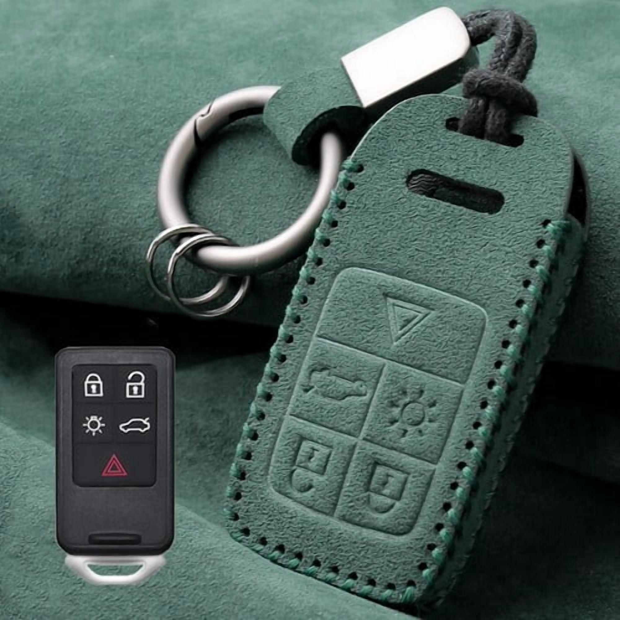 5 Buttons Suede Leather Car Key Fob Case Cover For Volvo XC60 XC70 V70 ...