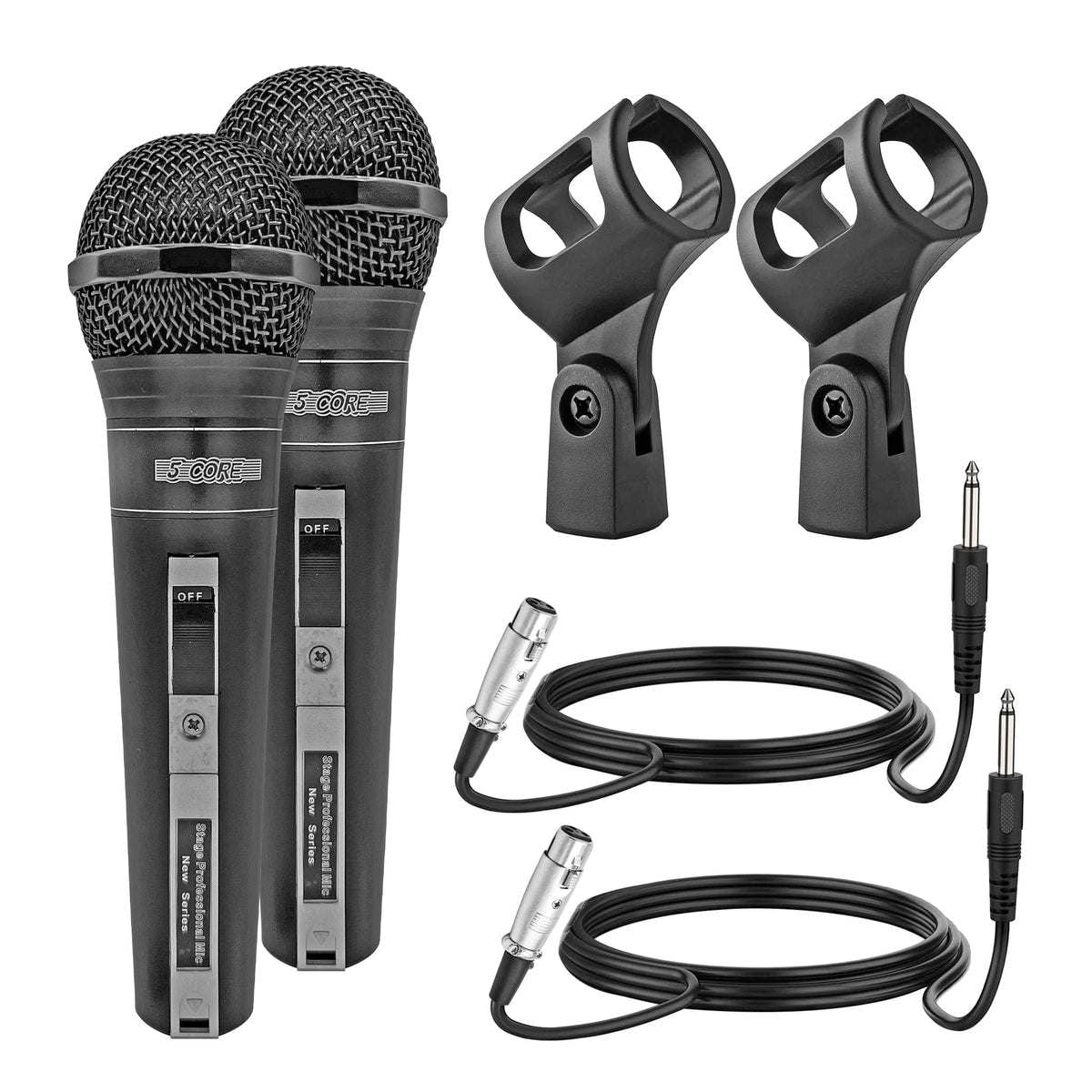 5 CORE Karaoke Microphone Dynamic Vocal Handheld Mic Pair Cardioid ...