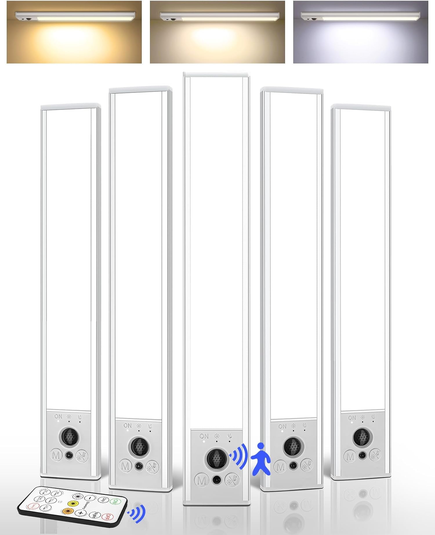 5 Under Cabinet Lighting, 2400mAh Motion Sensor Light, 10inch Closet ...