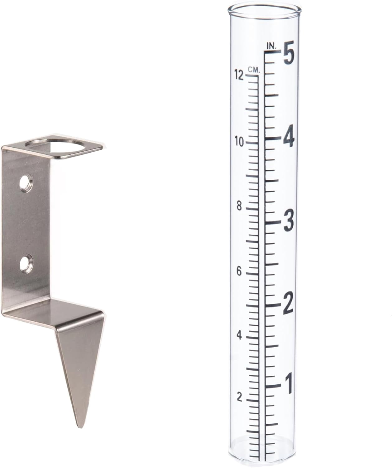 5" Capacity Rain Gauge with 2 in 1 Stainless Steel Rack Holder for ...