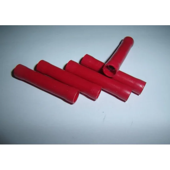 (5) Car Audio Power Wire Butt Connectors Vinyl Red 8 Gauge Terminals ...