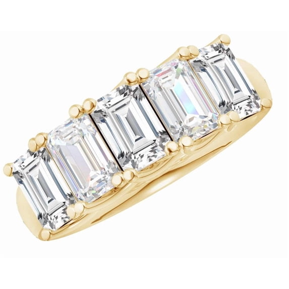 5 Carat 18K Yellow Gold LAB GROWN Emerald Cut 5 Stone Ring Diamond ...