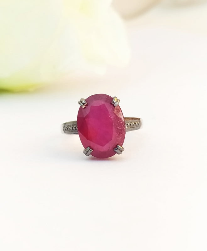 5 Carat Big Ruby Solitaire Ring-Ruby Vintage Engagement Ring-Unique Ruby Vintage Ring-Red Ruby ...