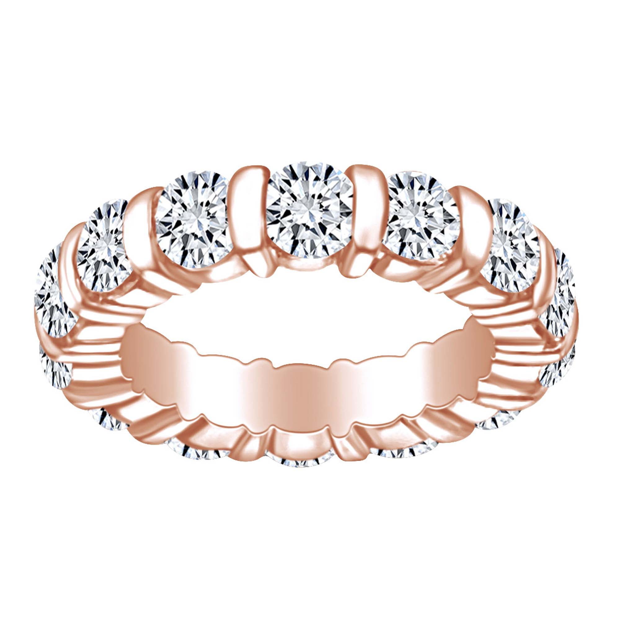 AFFY 5 Carat (Ctw) Round Cut White Natural Diamond Bar Set Eternity ...