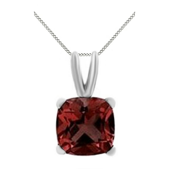 AFFY 5 Carat Cushion Cut Simulated Garnet CZ Pendant Necklace 14k Gold ...