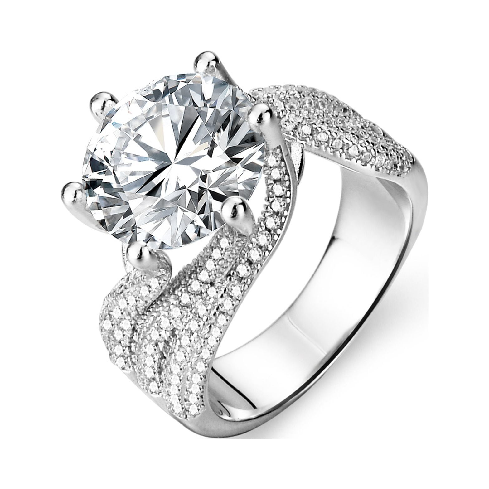 5 Carat D Color VVS1 Moissanite Wedding Rings for Women, S925 Sterling Silver Round Cut ...