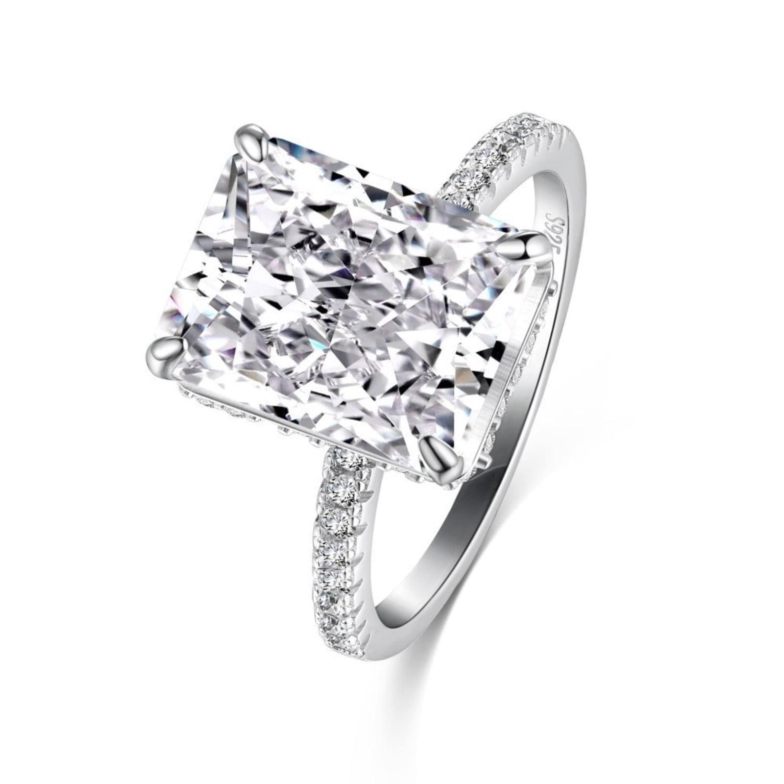 5 Carat Hidden Halo Anniversary Wedding Ring CZ Crushed Ice Radiant Cut ...