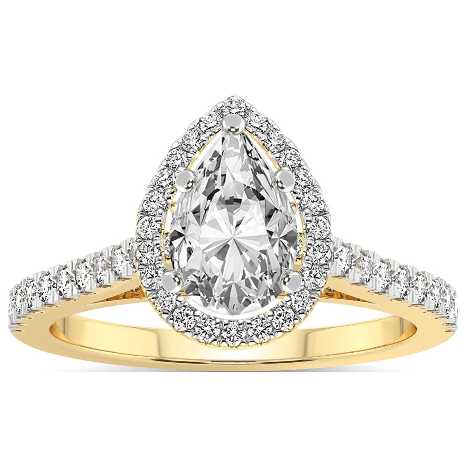 IGI Certified 5 Carat Pear Shape Lab Grown Diamond Engagement Ring | 14K Yellow Gold | Rising ...