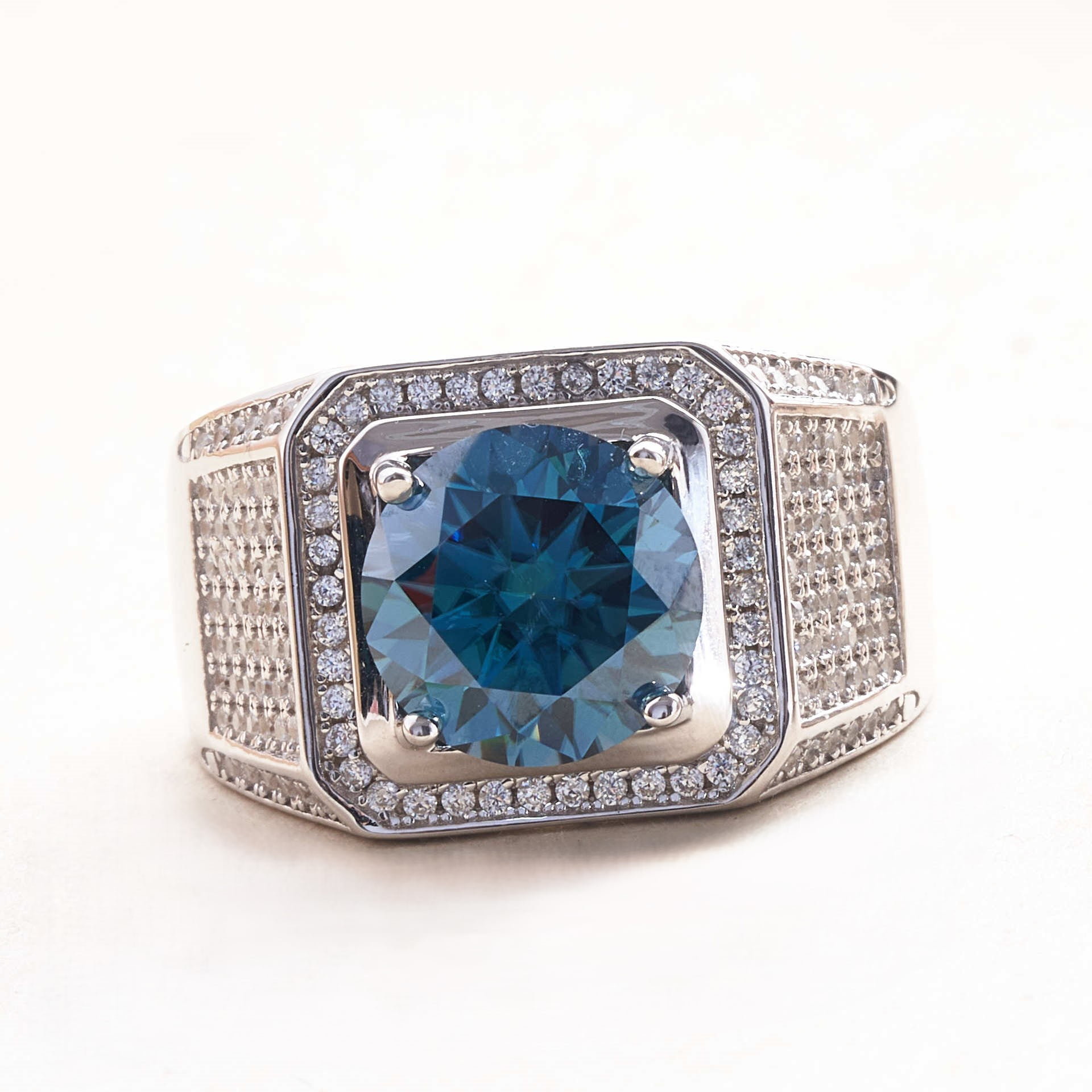 5 Carat Moissanite Wedding Ring for Men Red/Blue Diamond Wedding Band ...