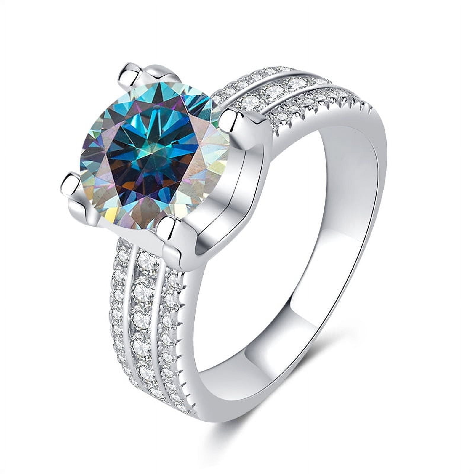 5 Carat Moissanite Wedding Ring Set for Bridal Set D-Color Clarity 18K Moissanite Ring for Women ...