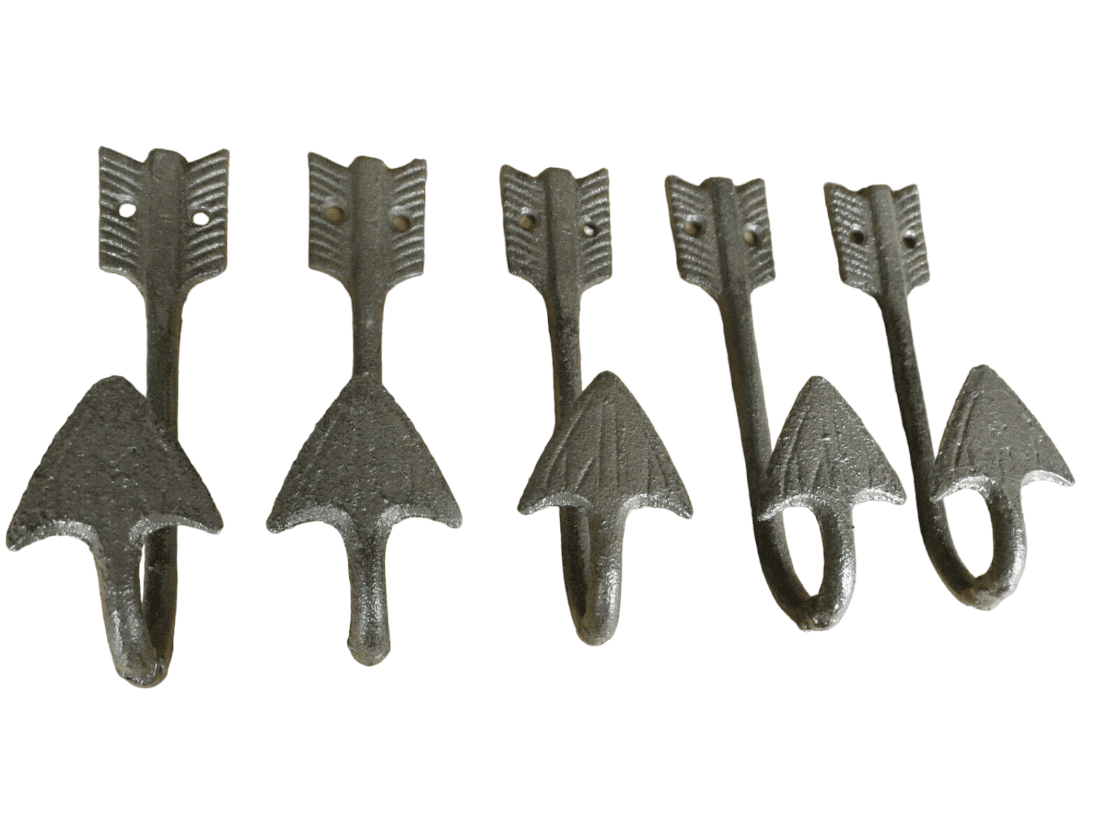 5 Cast Iron Arrow Hooks Feather Wall Mount Rustic Coat Hall Tree Hat ...