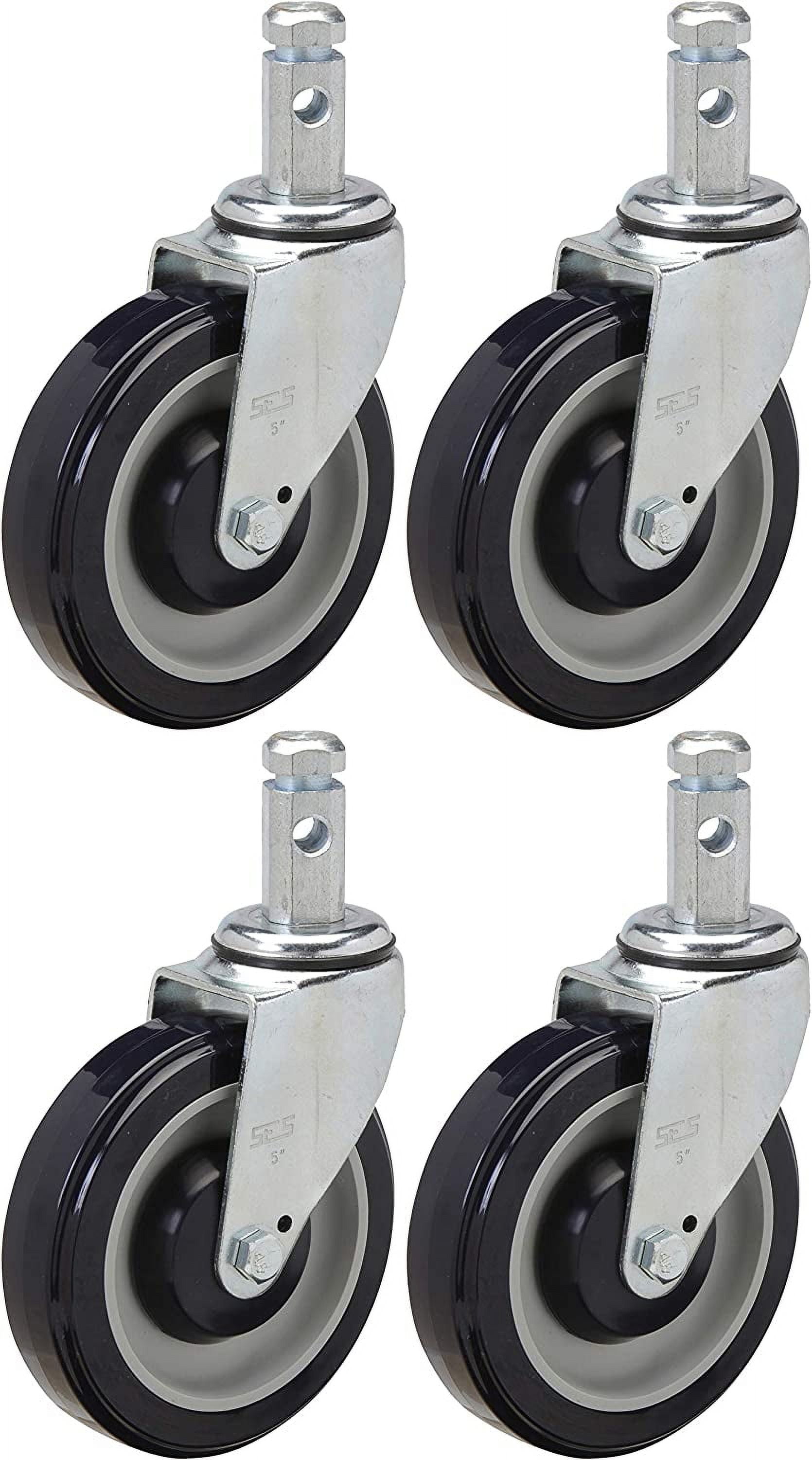 5" Caster Set of 4 Swivels for Bun and Sheet Pan Racks with Heavy Duty ...