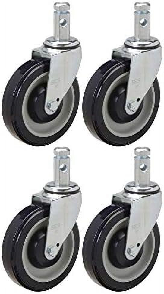 5" Caster Set of 4 Swivels for Bun and Sheet Pan Racks with Heavy Duty ...