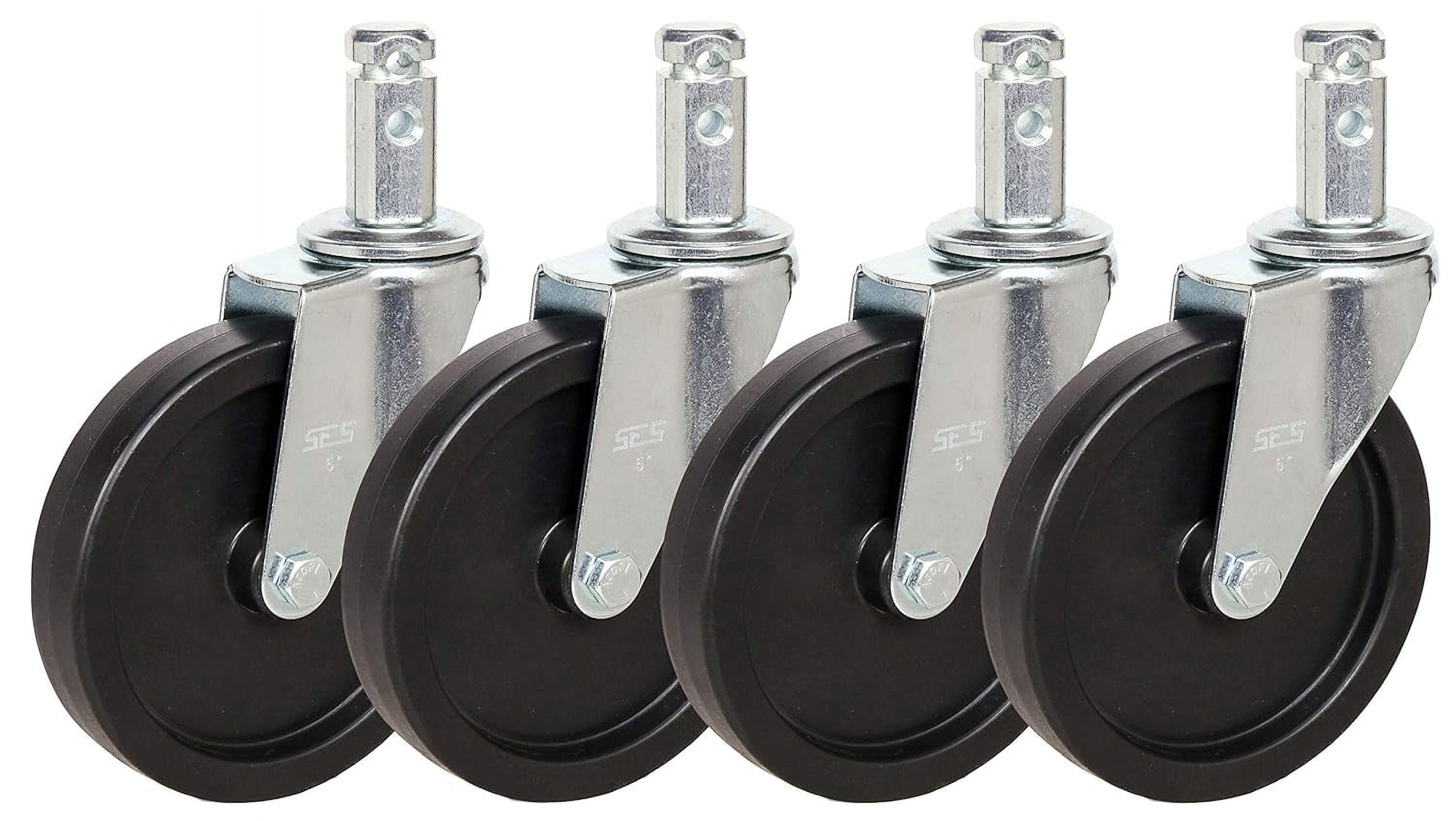 5" Caster Set of 4 Swivels for Bun and Sheet Pan Racks with Polyolefin ...