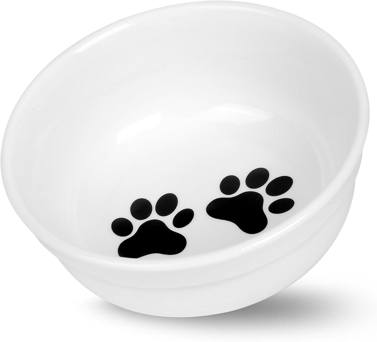 5" Ceramic Cat Bowl with Paws Pattern, Cat Food Bowl for Food and Water ...