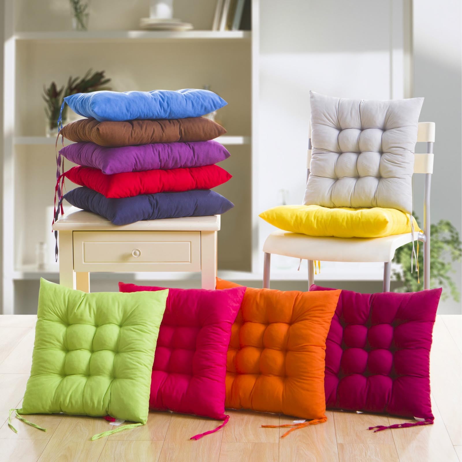 Under $5 Chair Cushions Solid Chair Pad Super Soft Thick Washable ...