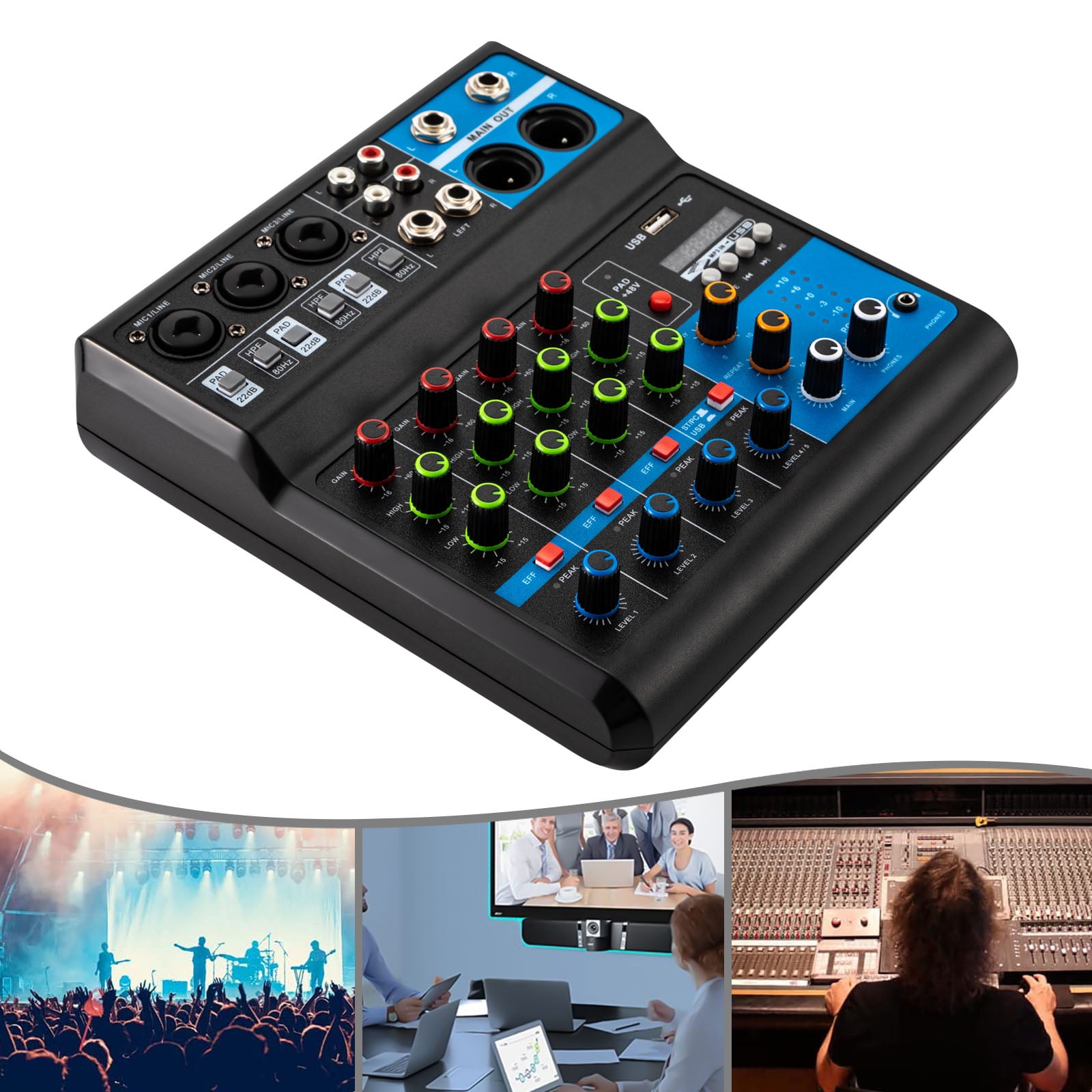 5-Channel Mixing Console Mini Audio Live & Studio Mixers DJ Mixer Sound ...