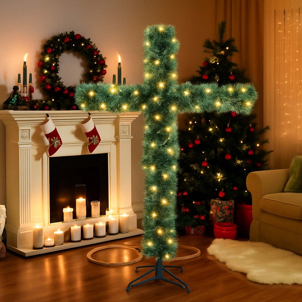5' Christmas Crosses Unique Tree - Artificial Christmas Cross with 782 ...