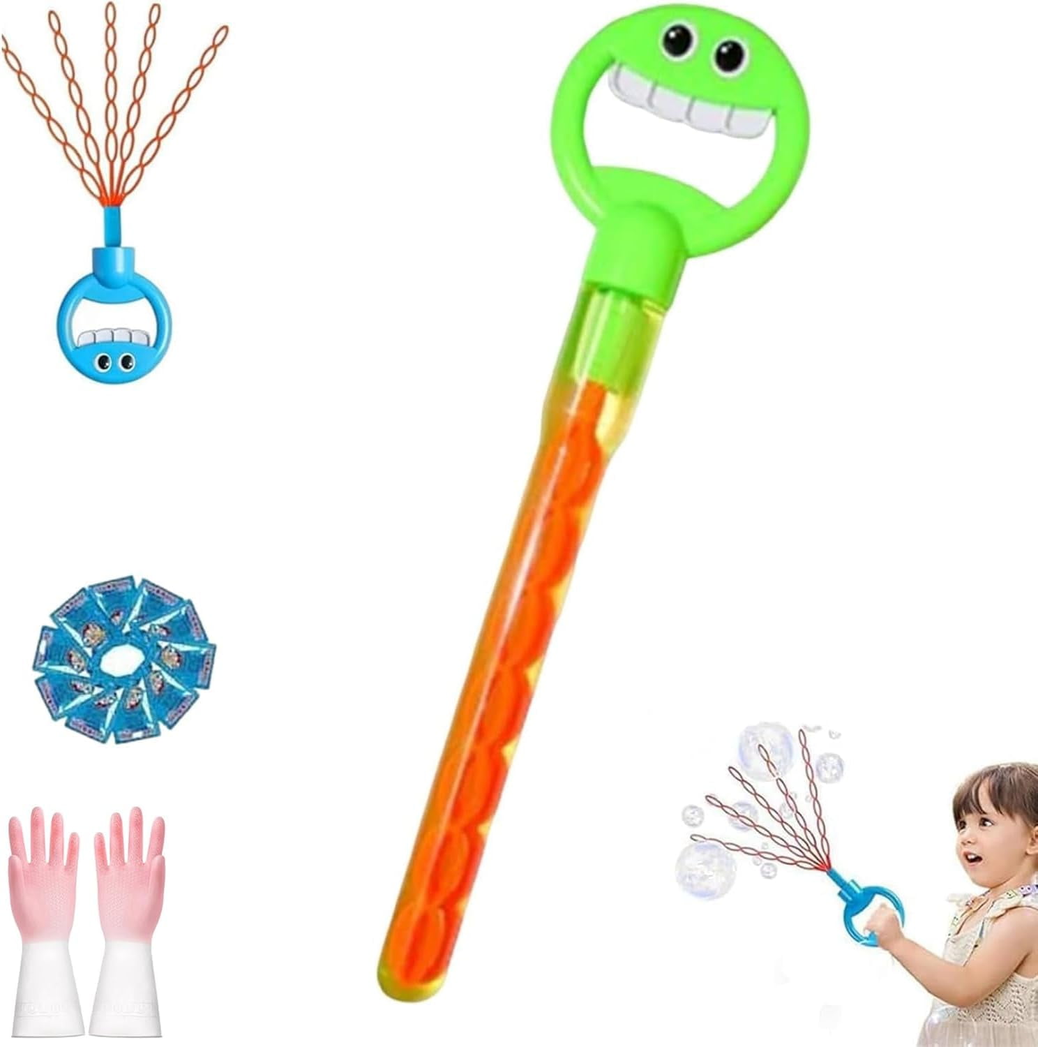 5-Claw Smile Bubble Stick, 5 Claw Bubble Wand, Leak-Proof Design, Fun Outdoor Bubble Blowing Toy ...