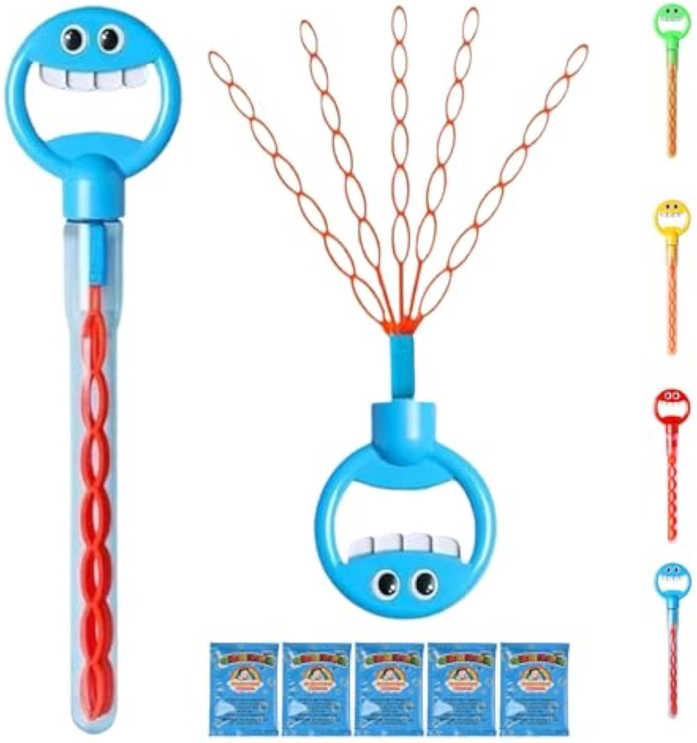 5 Claw Smiley Bubble Stick, 32-Hole Smiley Face Bubble Wand with Five ...