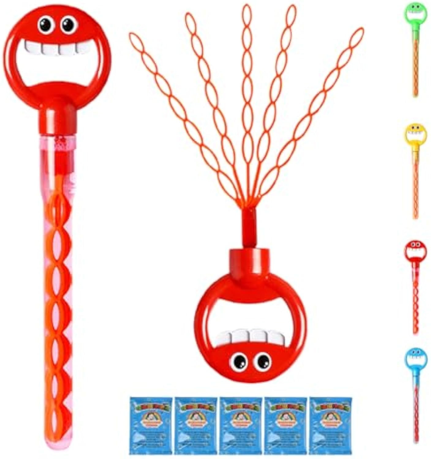 5 Claw Smiley Bubble Stick, 32-Hole Smiley Face Bubble Wand with Five ...