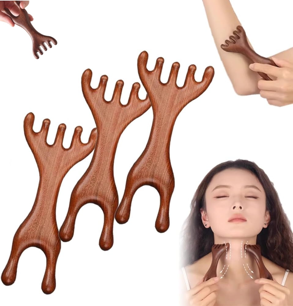 5-Claw Wooden Massage Comb - Gua Sha Scalp Massager & Foot Relaxation ...