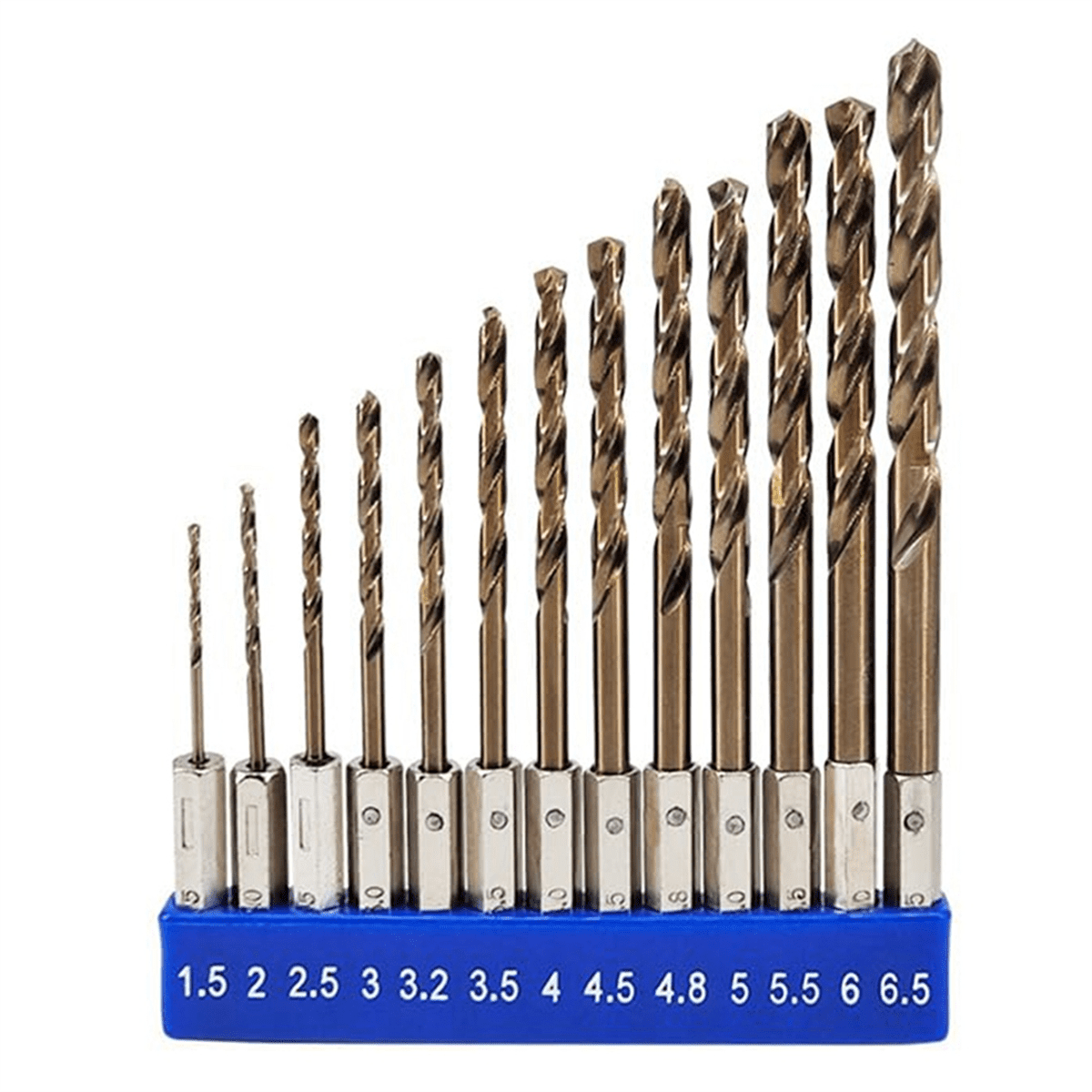 5% Cobalt Hex Shank Metric Drill Bits Set (1.5mm-6.5mm/13pcs) Suitable ...