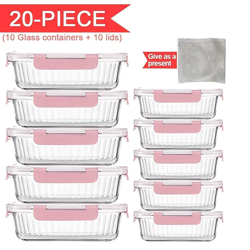 5-Color 20pcs Stackable Airtight Food Storage Container Set, 10 ...