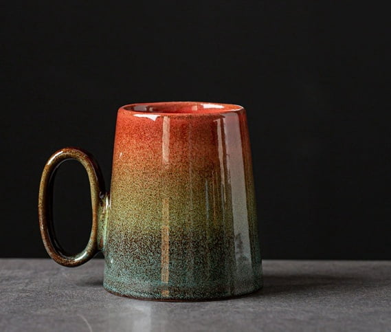 5-Color Gradient Ceramic Coffee Mug - Retro Creative Design, 400ml ...
