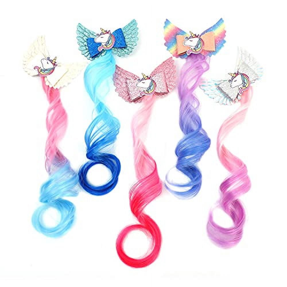 JIUSERLU 5- Colored Angel Wings Hair Bows Hair Extensions For Girls ...