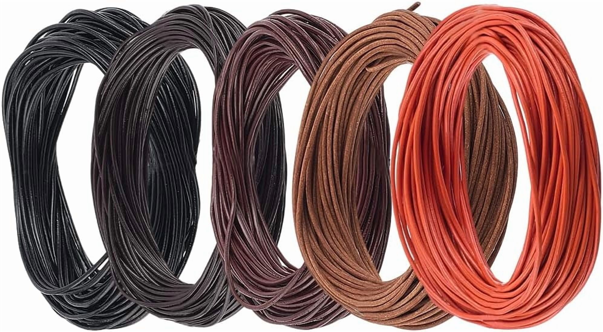 5 Colors 1MM Cowhide Round Leather Cord for Jewelry Making 54.68 Yards ...