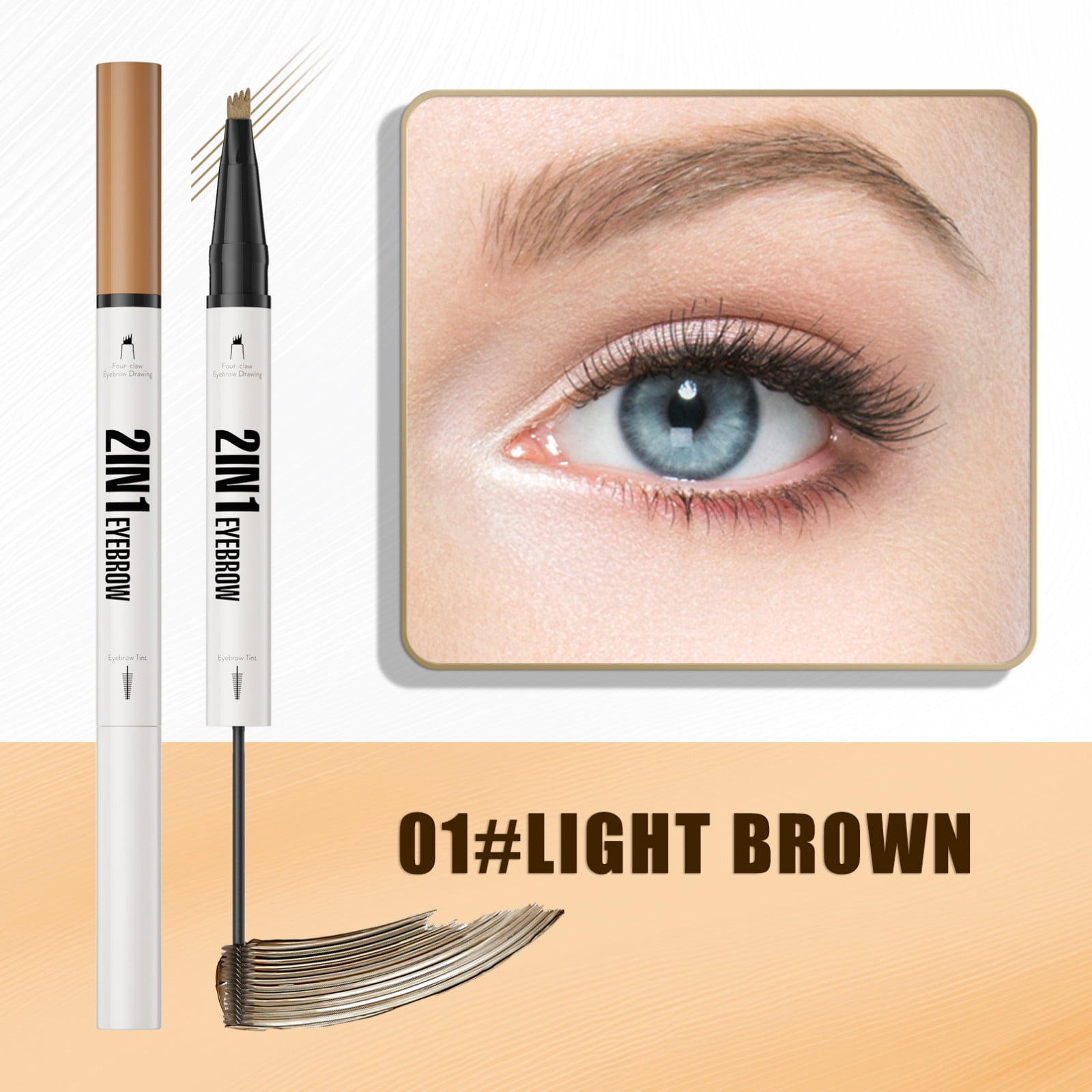 5 Colors 2-In-1 Dual-Ended Brow Pen-3G, Eyebrow Pen And Eyebrow Gel ...