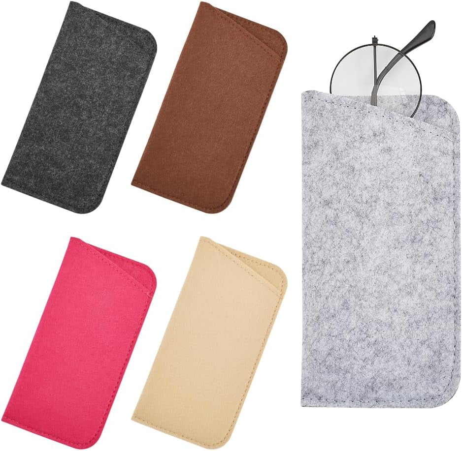 5 Colors 3.5"X7" Eyeglass Cases Soft Felt Slip in Eye Glasses Storage ...