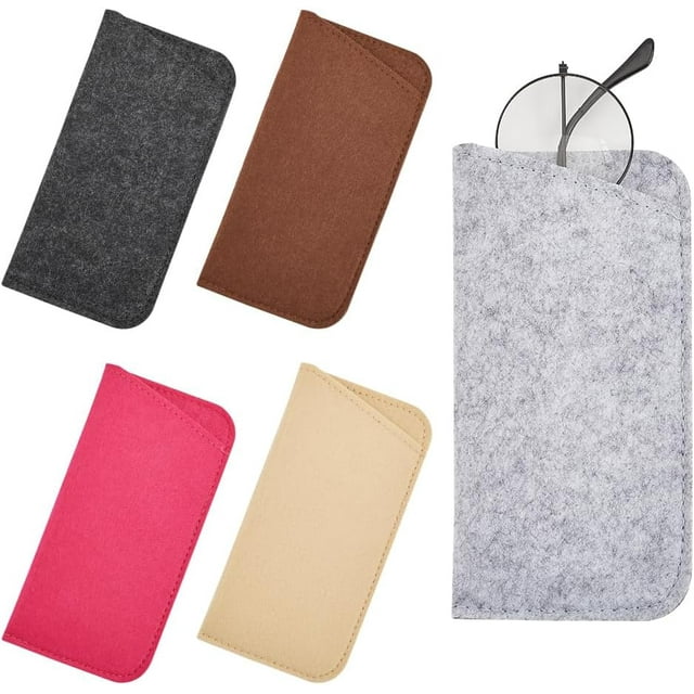 5 Colors 3.5"X7" Eyeglass Cases Soft Felt Slip in Eye Glasses Storage ...
