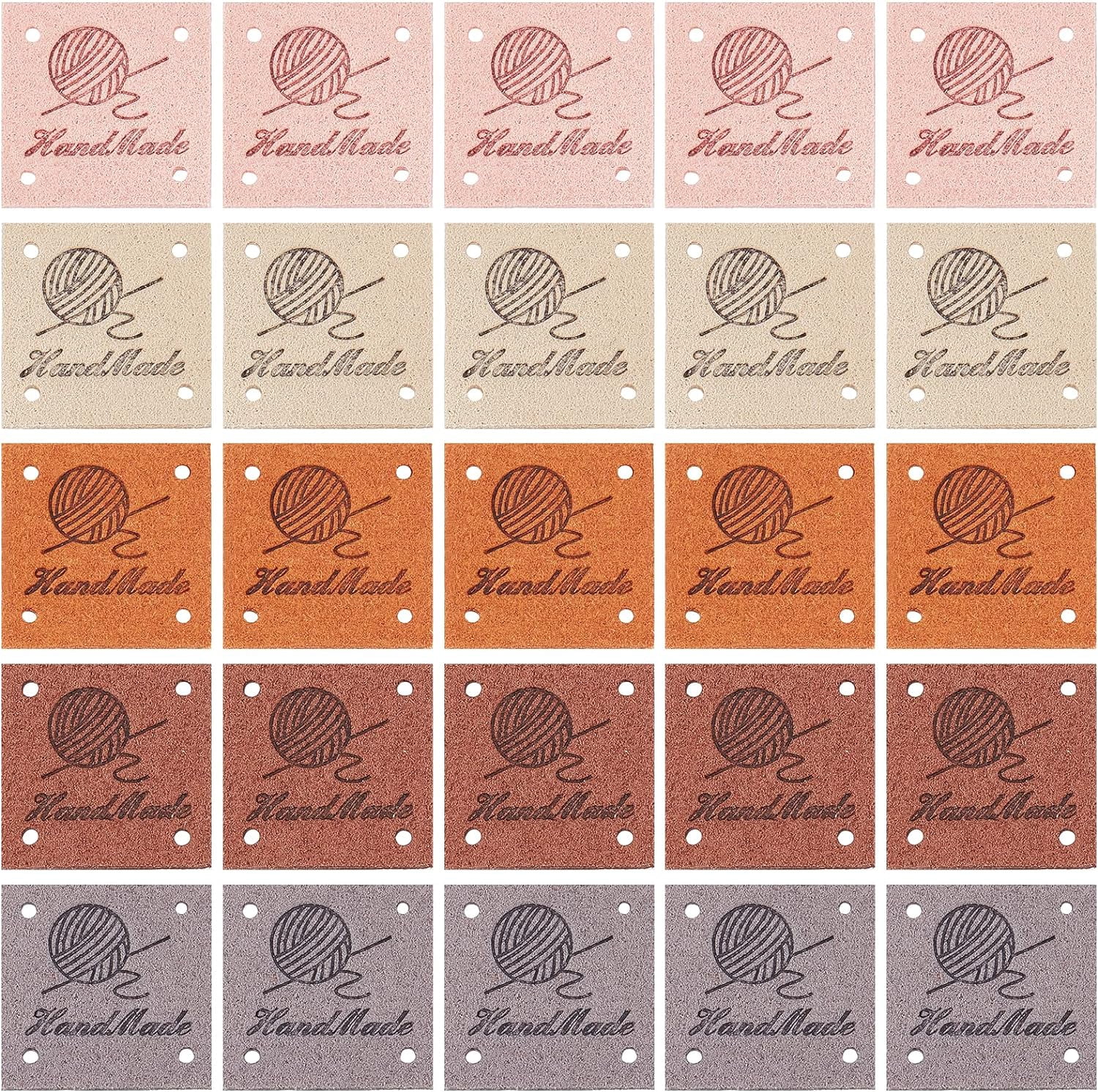 5 Colors 50PCS PU Leather Labels Handmade Tags Clothing Embossed Tag ...