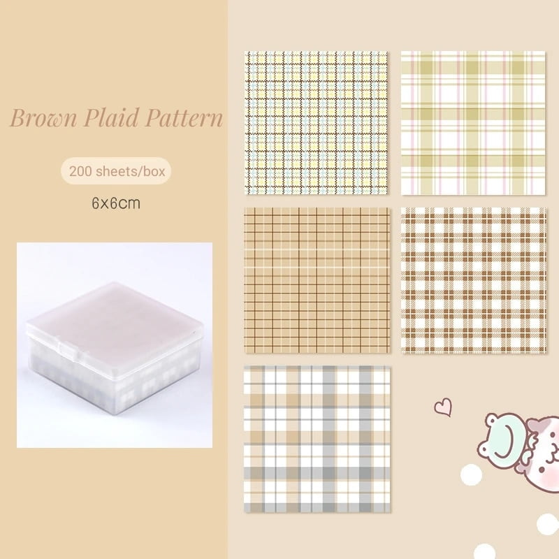 5 Colors Boxed Plaid Note Paper, DIY Plaid Holic Scrapbook Stickers ...