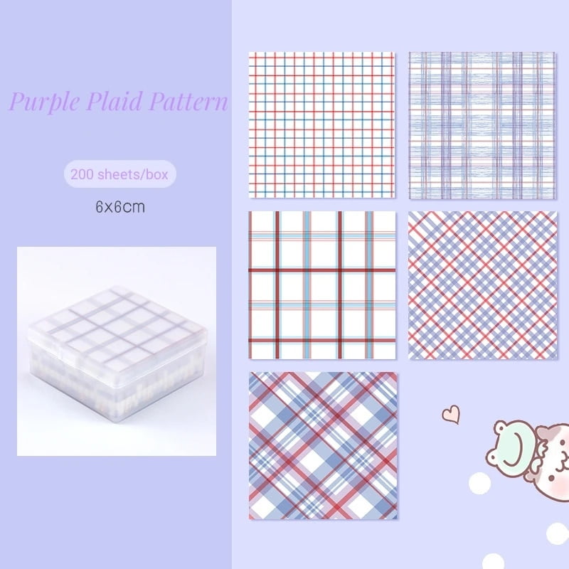 5 Colors Boxed Plaid Note Paper, DIY Plaid Holic Scrapbook Stickers ...