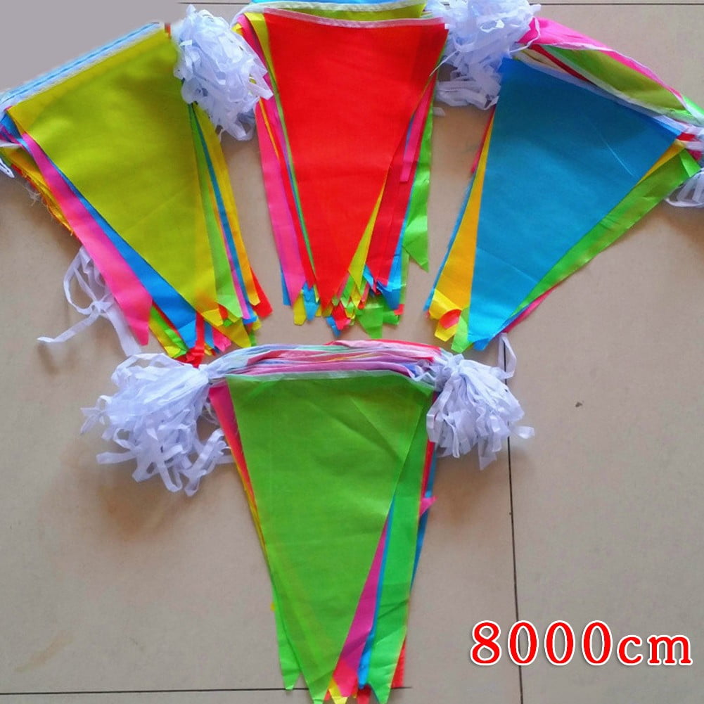 5 Colors Bunting 80M Celebration Party Decoration Triangular String ...