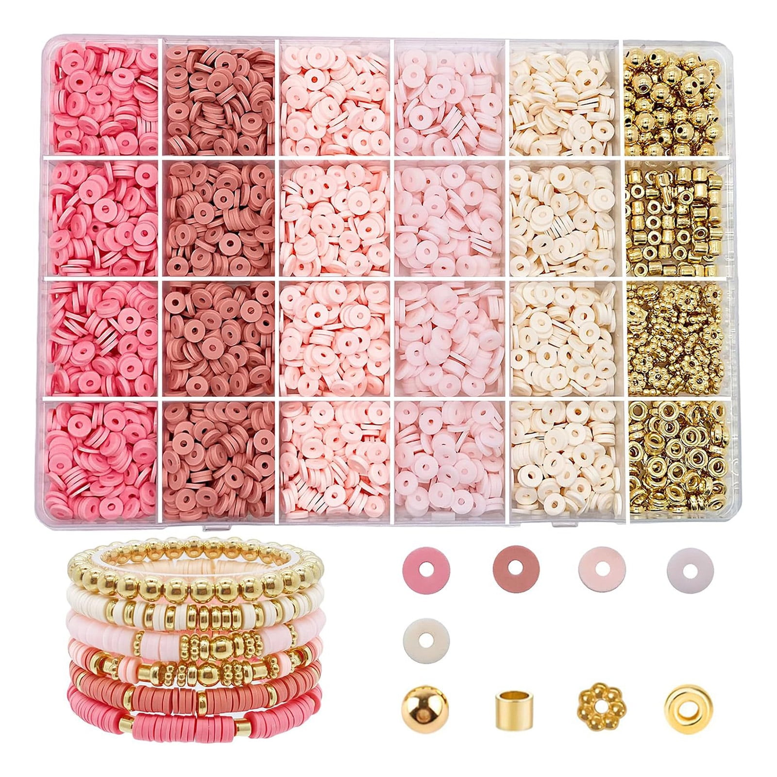 5 Colors Clay Beads Spacer Charm Beads for Necklace Jewelry Making Kits ...